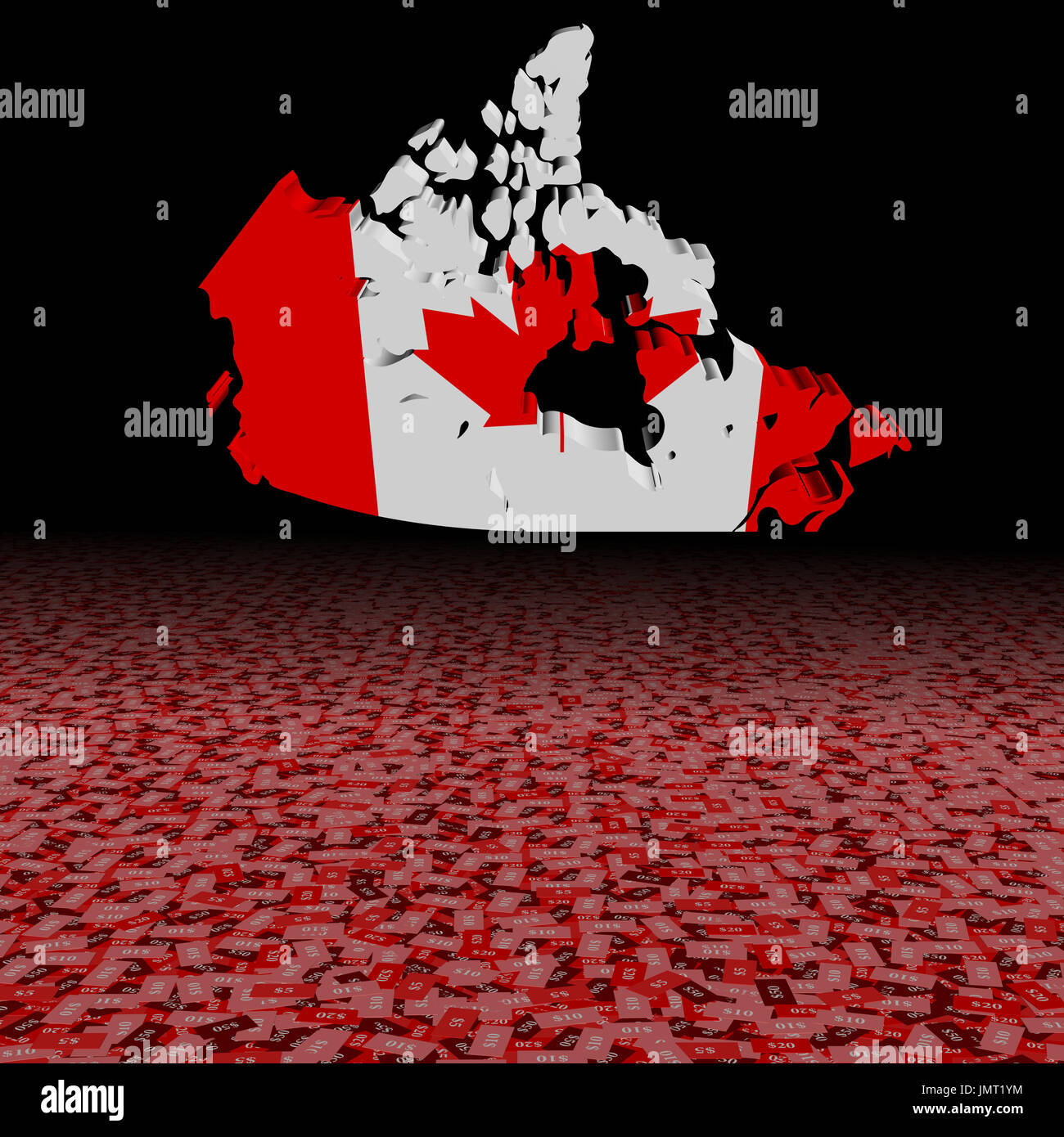 Canada map flag with abstract dollar foreground illustration Stock ...