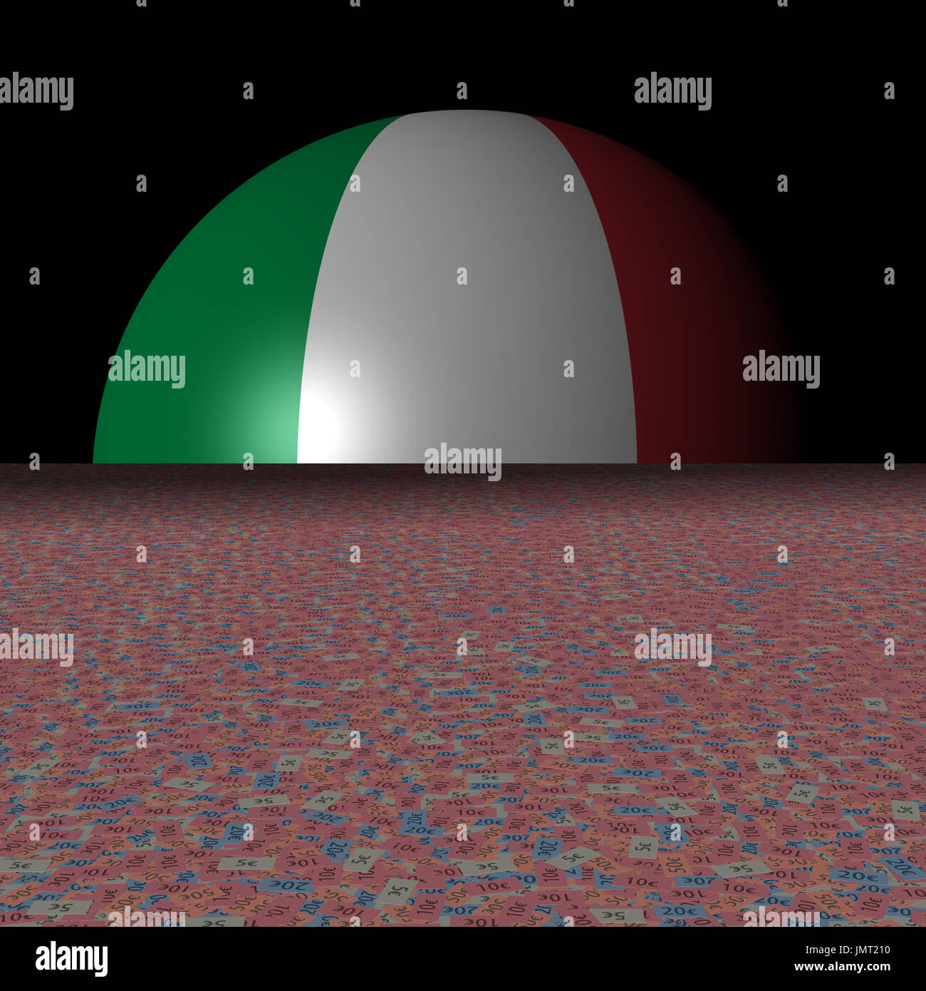 Italian flag sphere and abstract euros illustration Stock Photo - Alamy