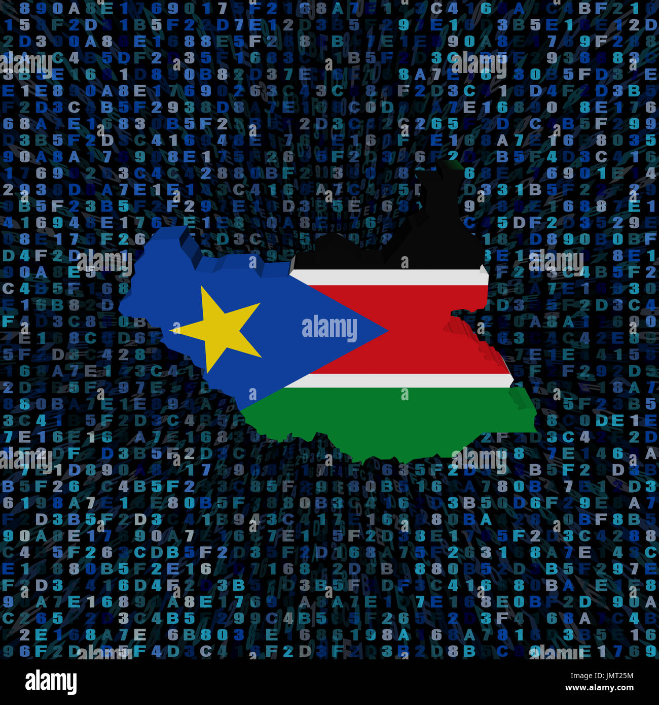 South Sudan map flag on hex code illustration Stock Photo - Alamy