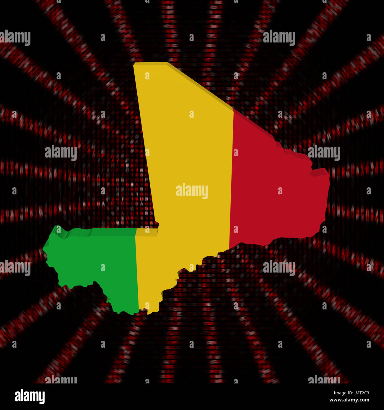 Mali map flag on red hex code burst illustration Stock Photo - Alamy
