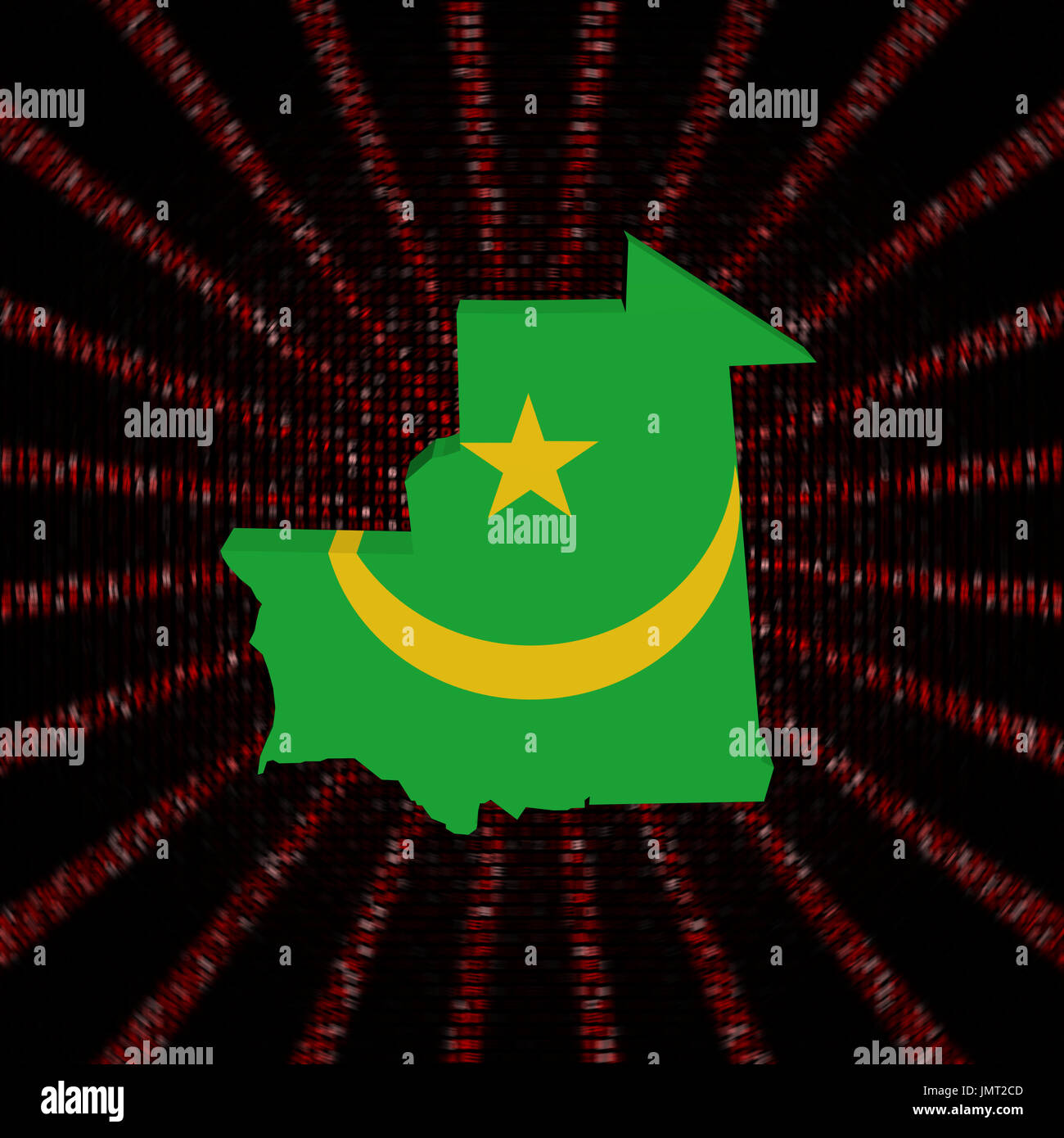 Mauritania map flag on red hex code burst illustration Stock Photo - Alamy
