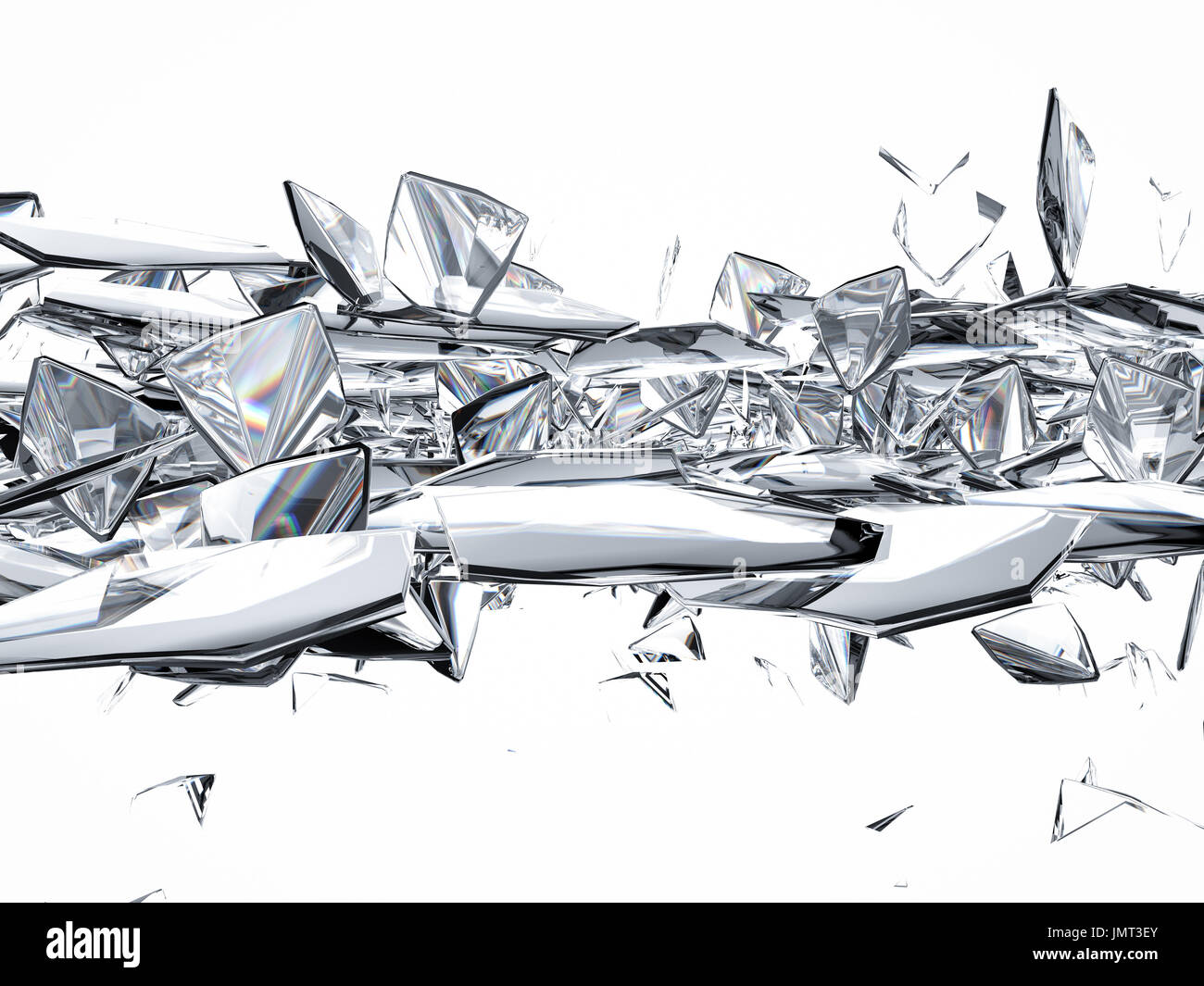 pieces of broken glass on white background Stock Photo - Alamy