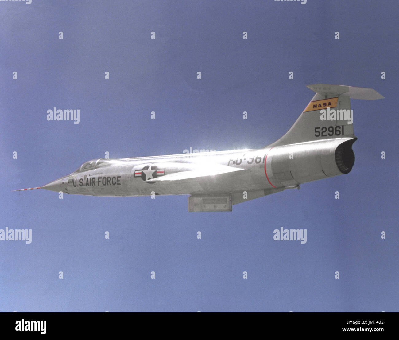 1965 photo of an F-104 in flight. Known as "the missile with a man in ...