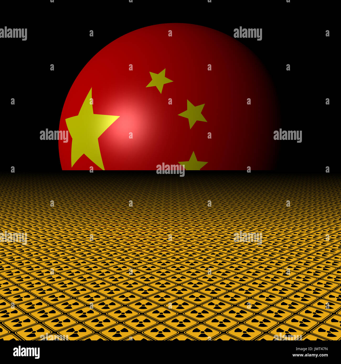 Chinese flag sphere and radioactive warning signs illustration Stock ...