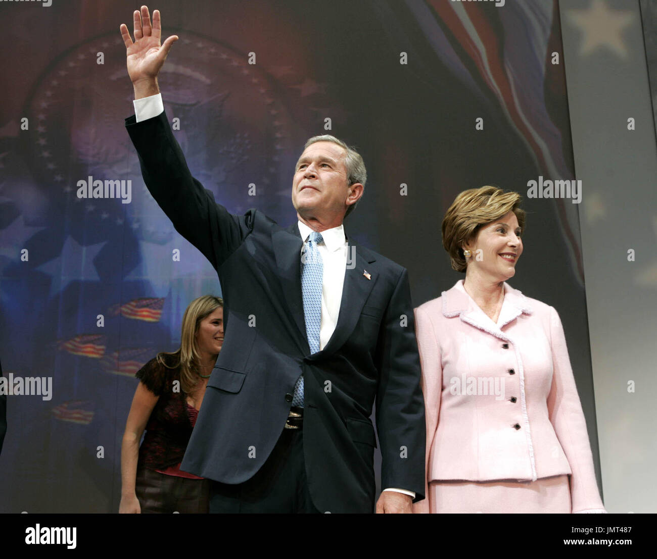 United States President George W. Bush and first lady Laura Bush arrive ...
