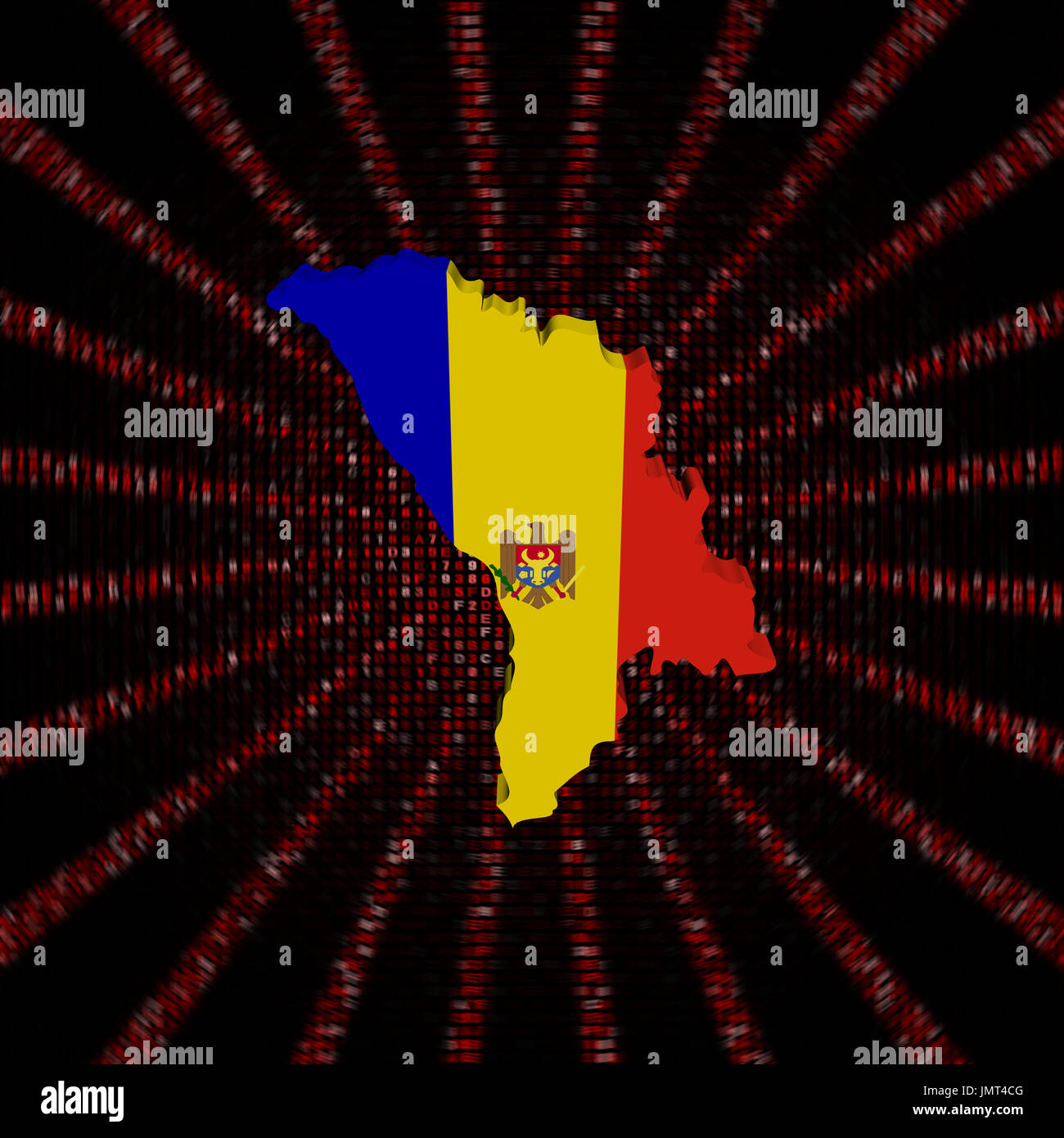 Moldova map flag on red hex code burst illustration Stock Photo - Alamy