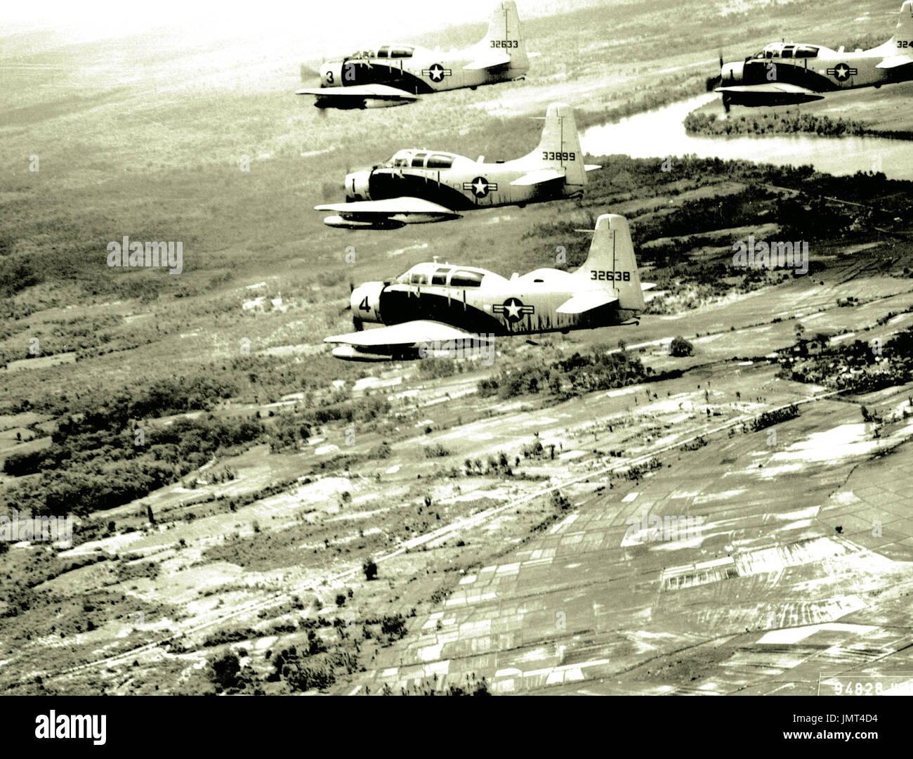 Bien Hoa, South Vietnam - (FILE) -- A-1E Skyraiders from the 34th ...