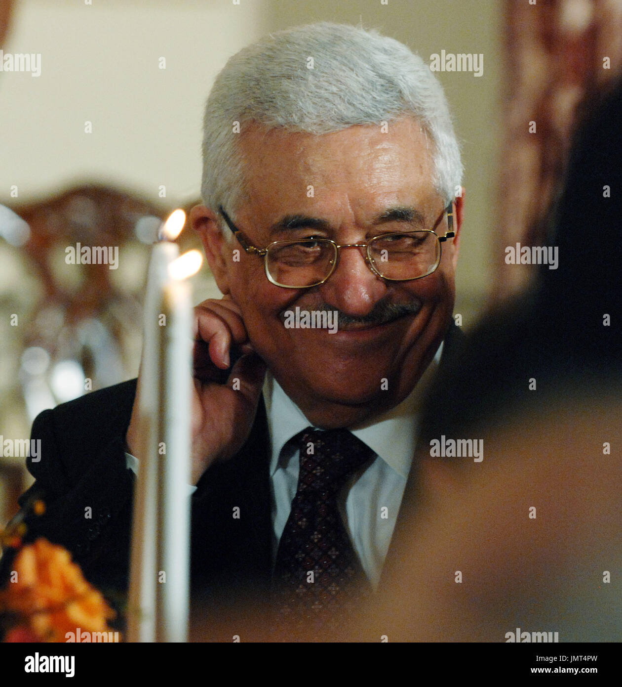 Palestinian President Mahmoud Abbas participates in a dinner at the ...