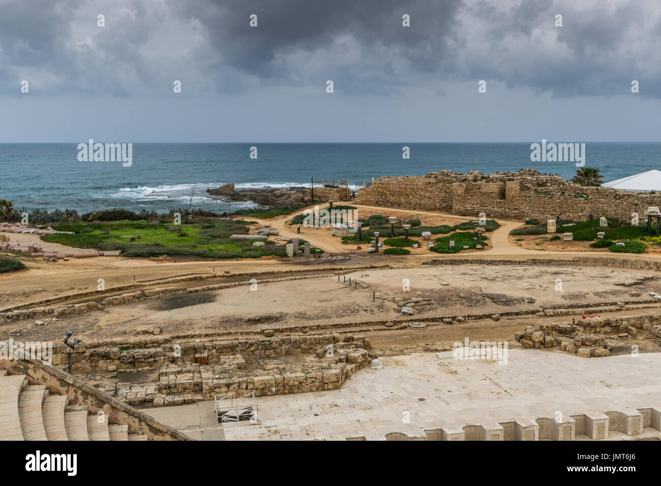 Caesarea Maritima - amphitheater - view on the sea Stock Photo - Alamy