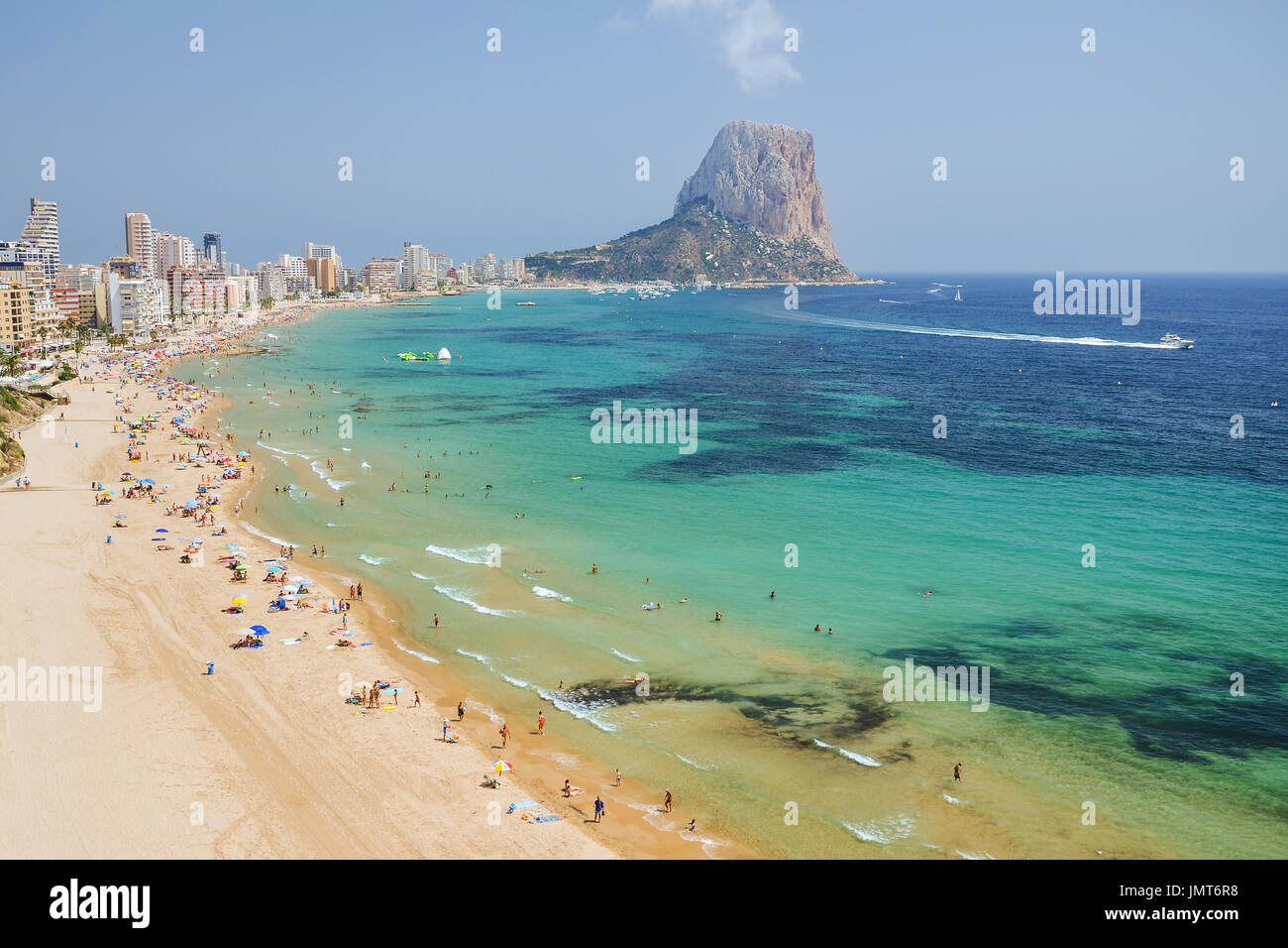 Picturesque landscape of sandy beach in Calpe, Spain Stock Photo - Alamy