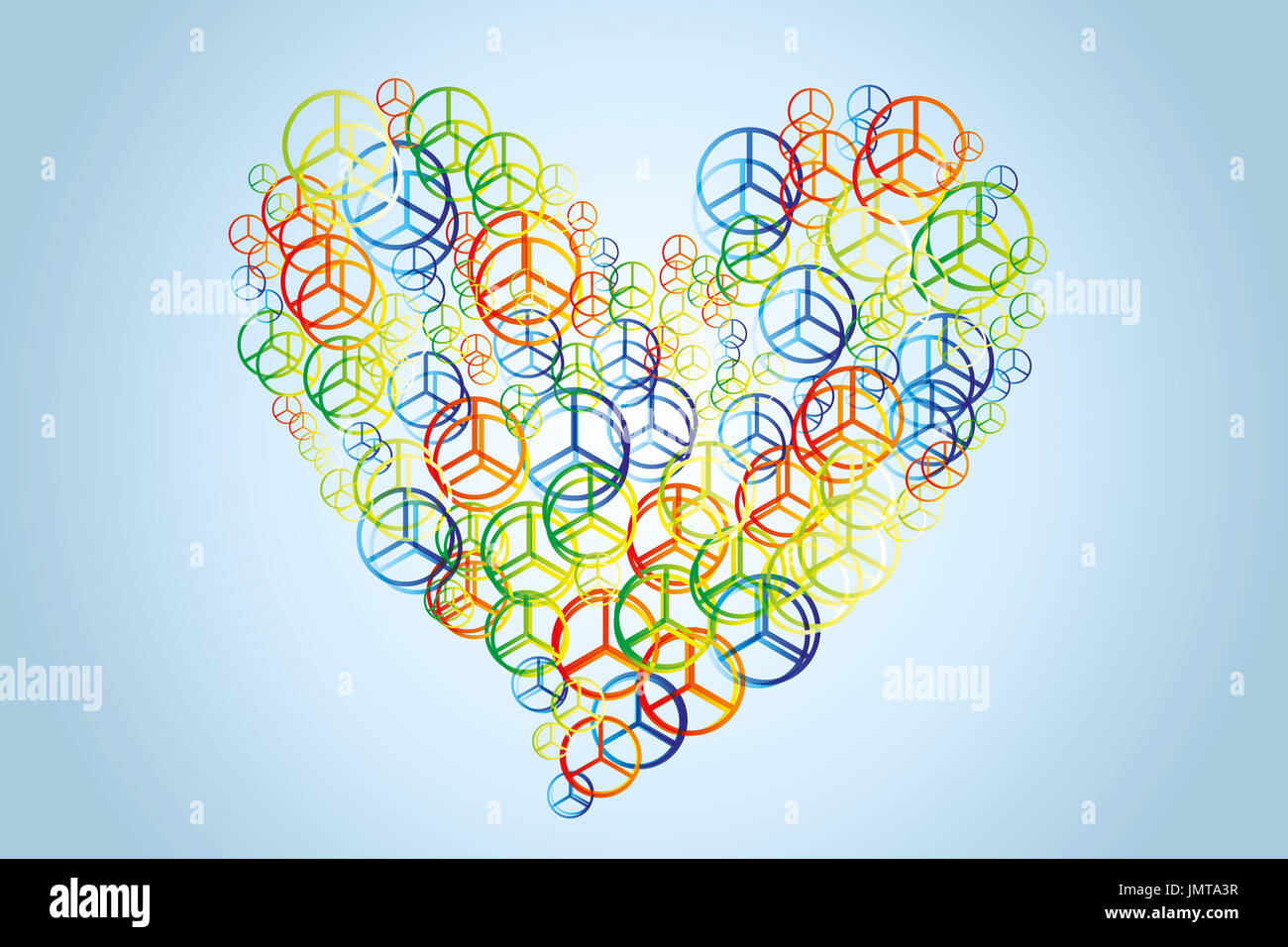 Watercolor peace signs in heart shape - unique illustration Stock Photo ...