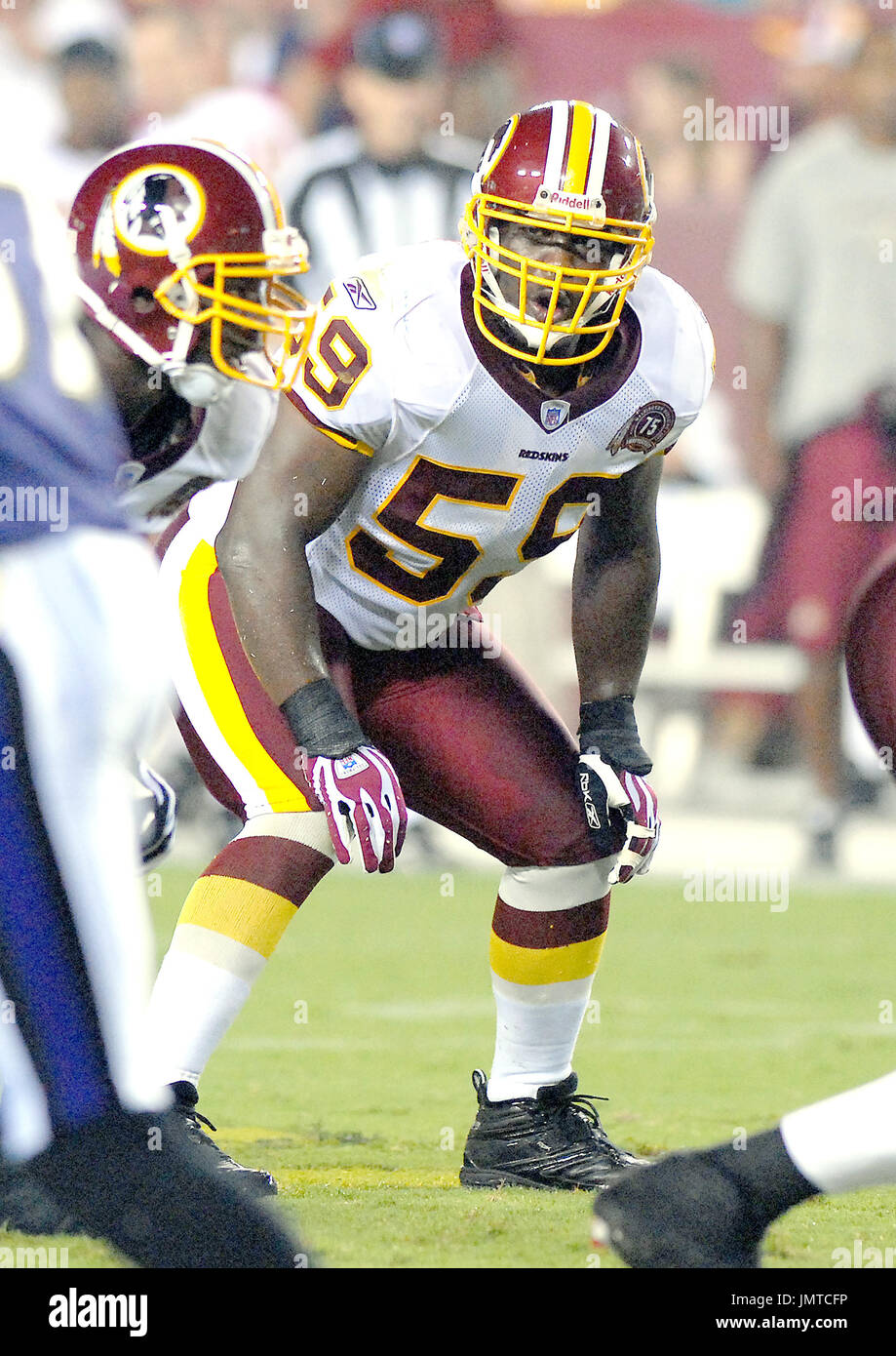Landover, MD - August 25, 2007 -- Washington Redskins linebacker London ...