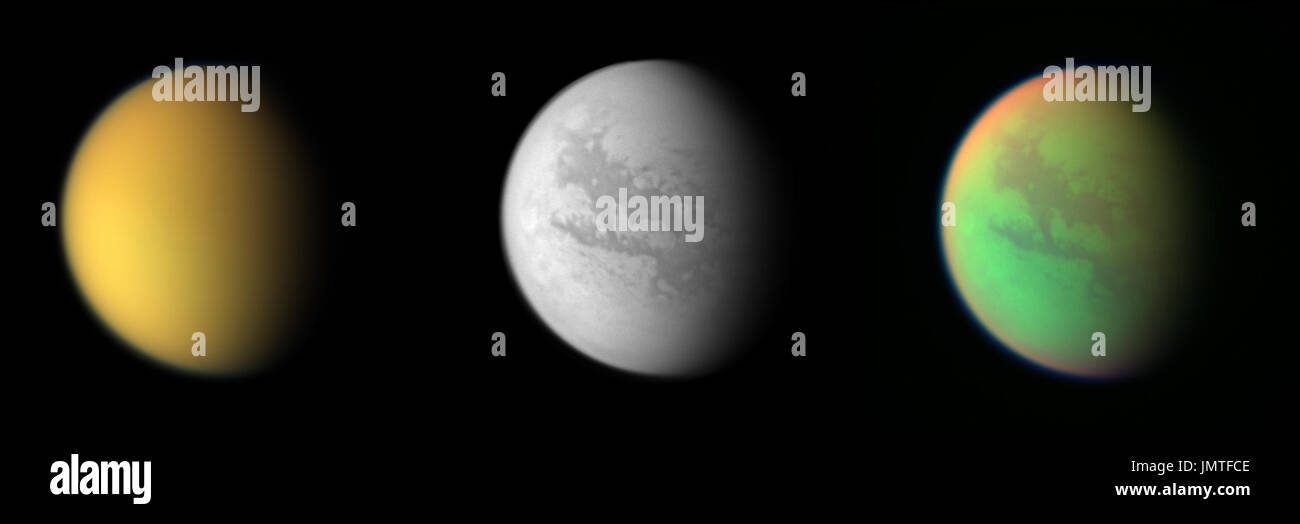 Pasadena, CA - April 22, 2005 -- These three views of Titan from the ...