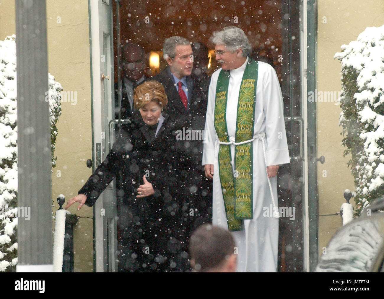 United States President George W. Bush and first lady Laura Bush ...