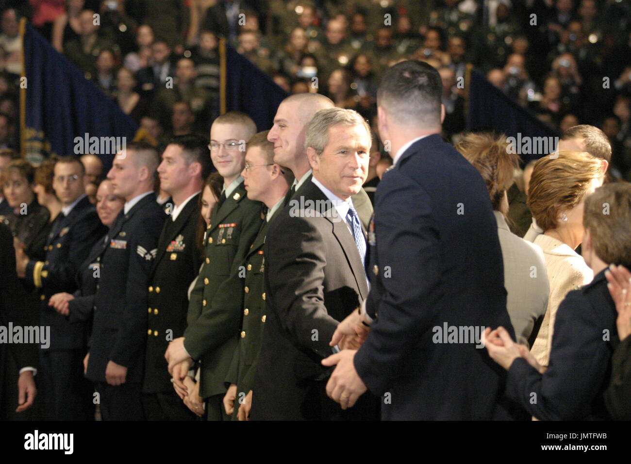 President George W. Bush arrives at the "Saluting Those Who Serve ...