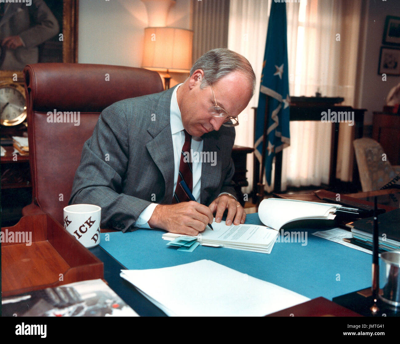 United States Secretary of Defense Dick Cheney signs documents ...