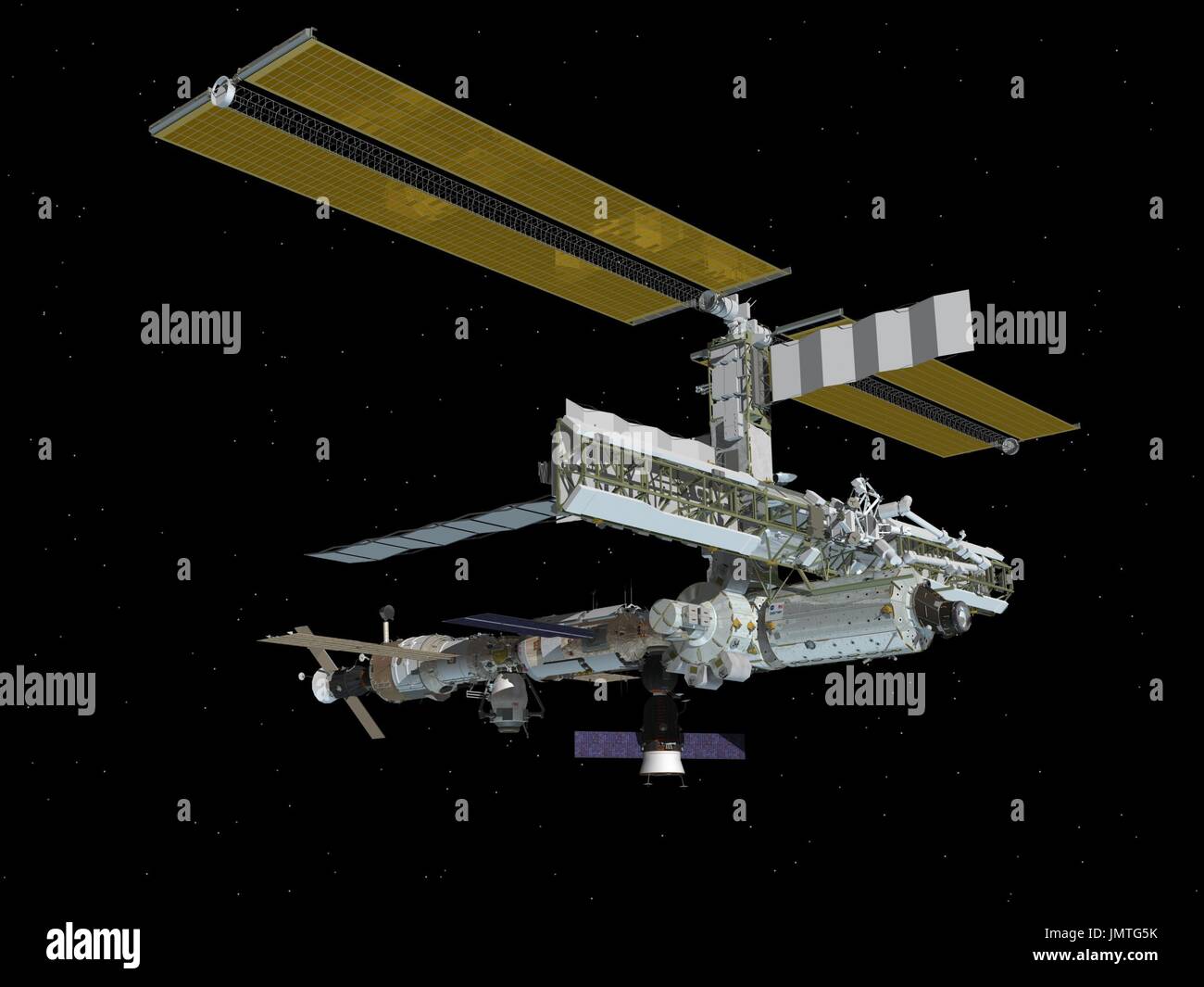 This computer assisted rendering depicts the International Space ...