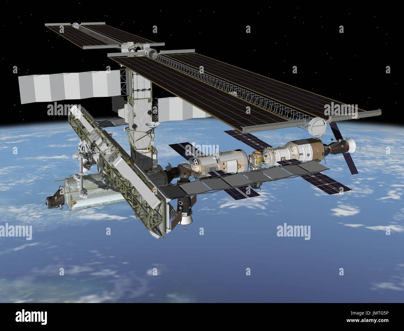 This computer assisted rendering depicts the International Space ...