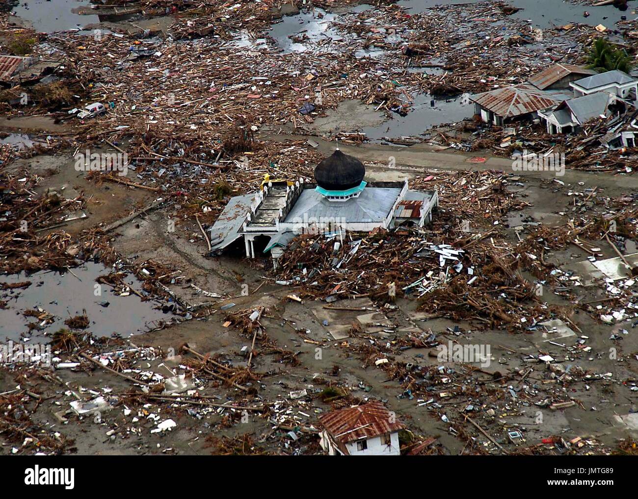 A village near the coast of Sumatra lays in ruin after the Tsunami that ...