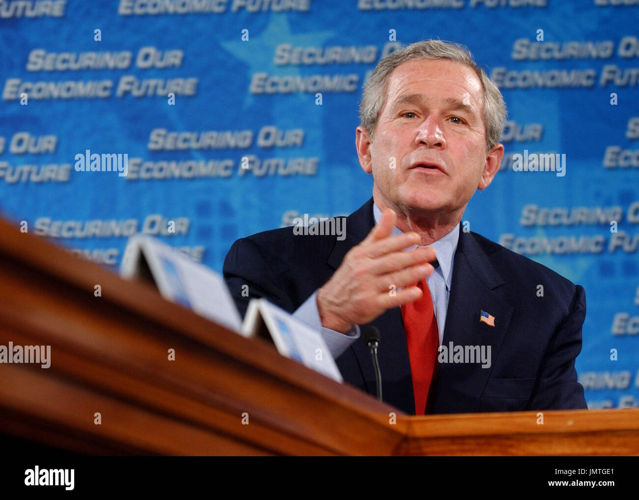 United States President George W. Bush speaks to those gathered at a ...