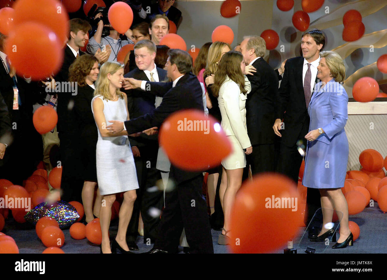 Los Angeles, CA - August 17, 2000 -- Gore Family on the podium after ...