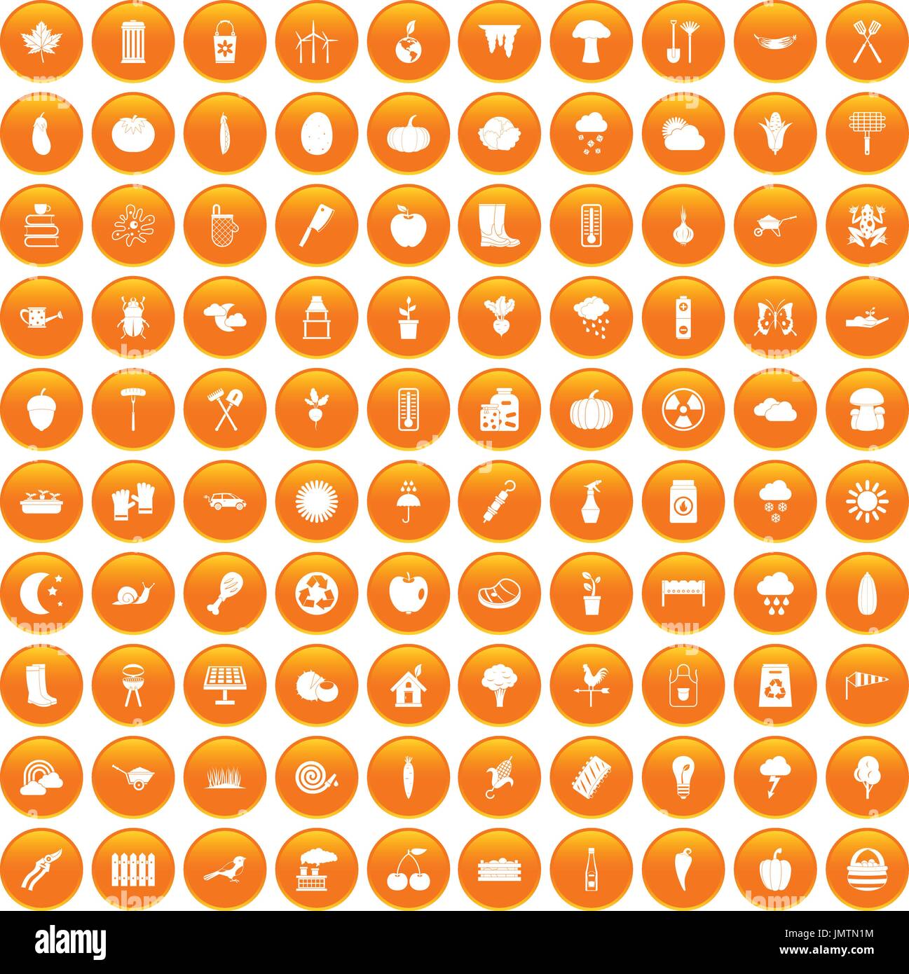 100 vegetables icons set orange Stock Vector Image & Art - Alamy