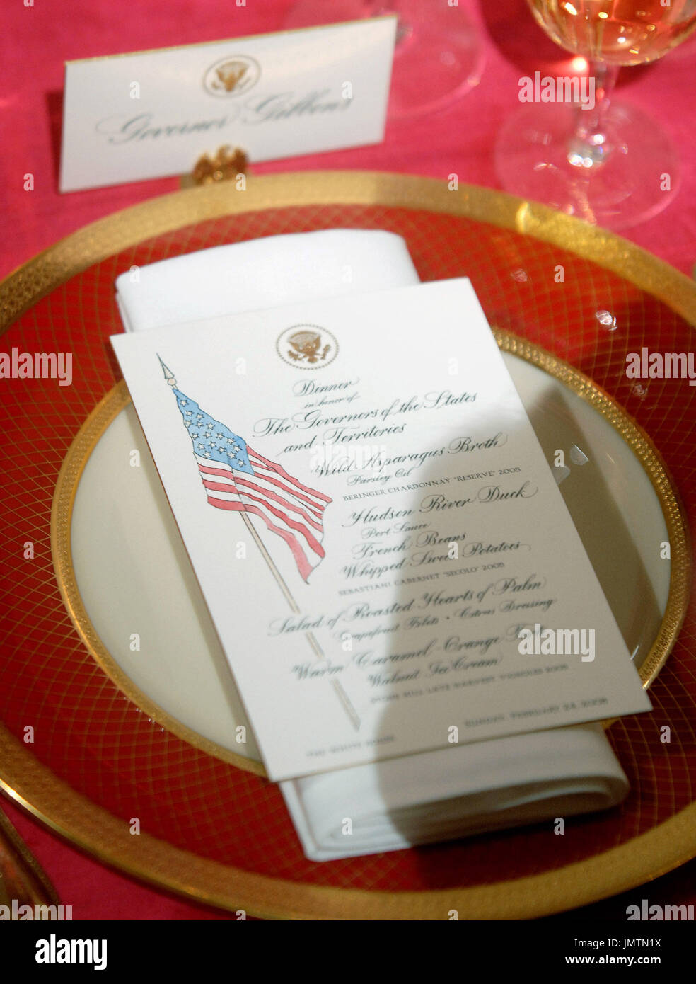 Washington, D.C. - February 24, 2008 -- A place setting for the 100th ...