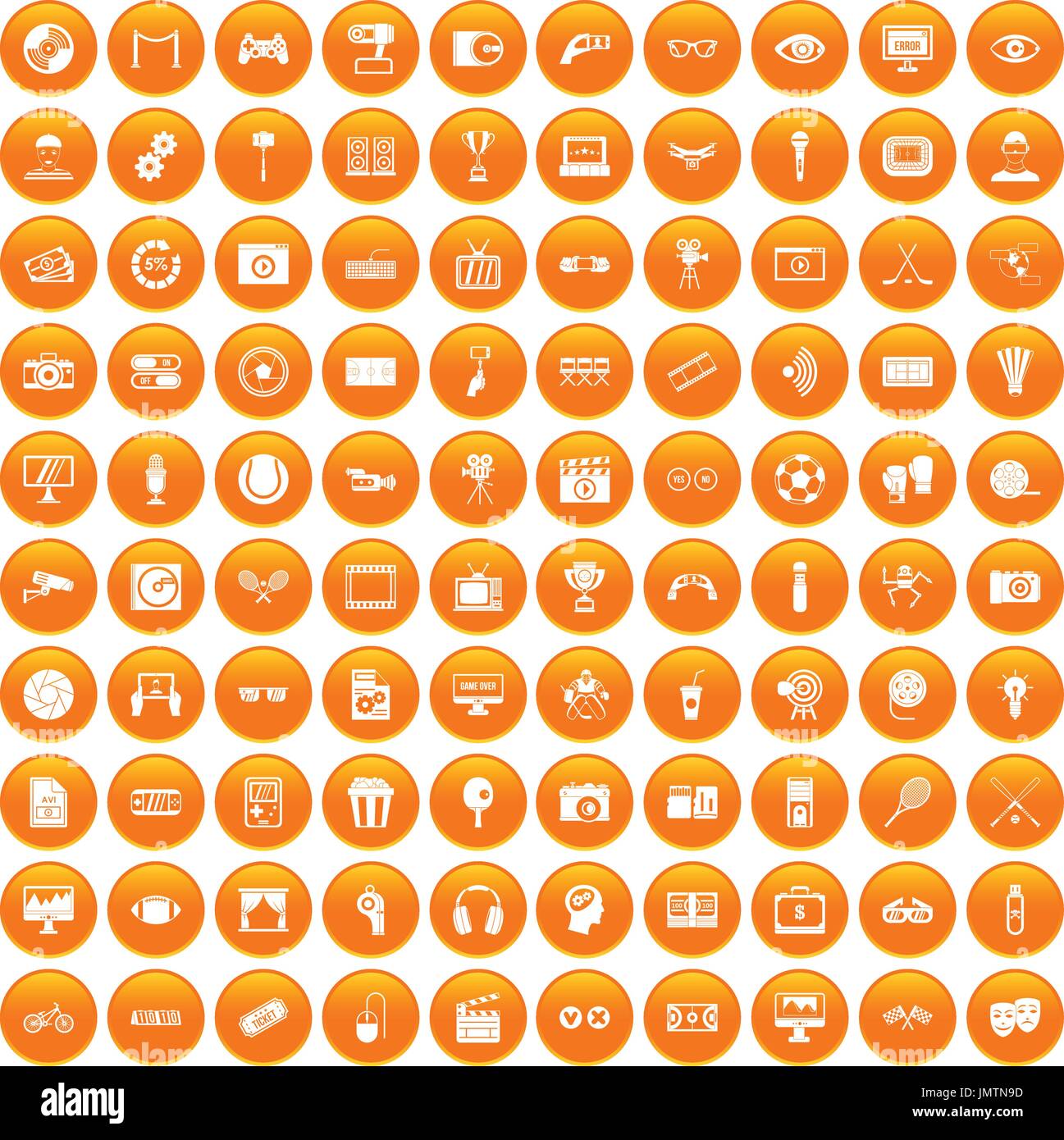100 video icons set orange Stock Vector Image & Art - Alamy