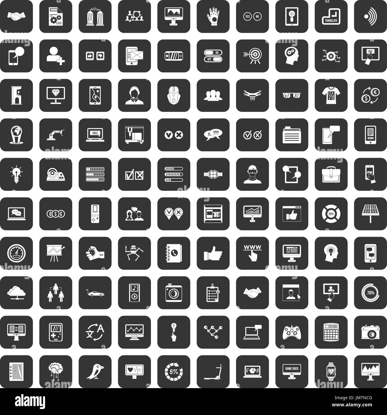 100 interface icons set black Stock Vector Image & Art - Alamy