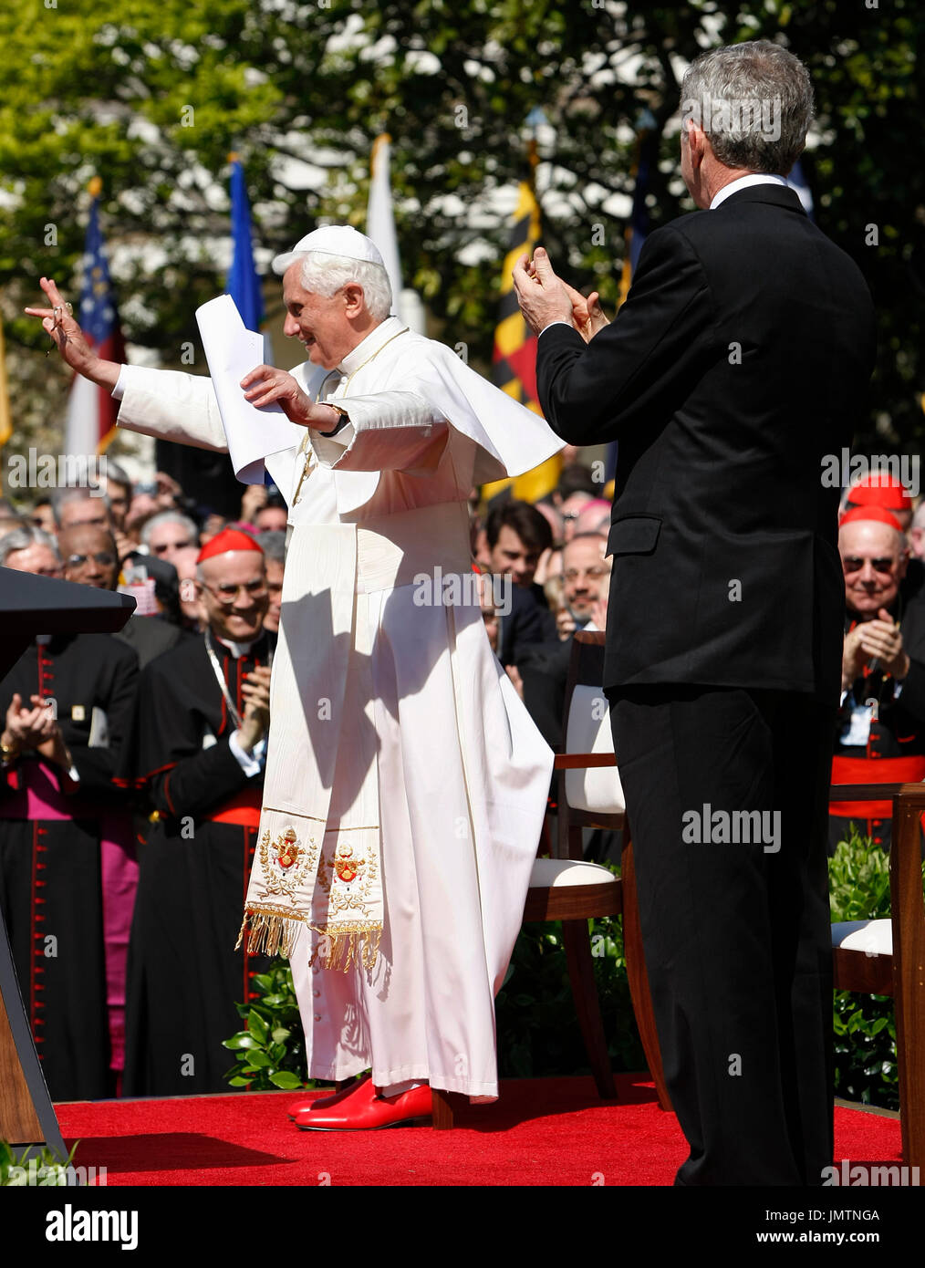 U.S. President George W. Bush applauds Pope Benedict XVI after ...
