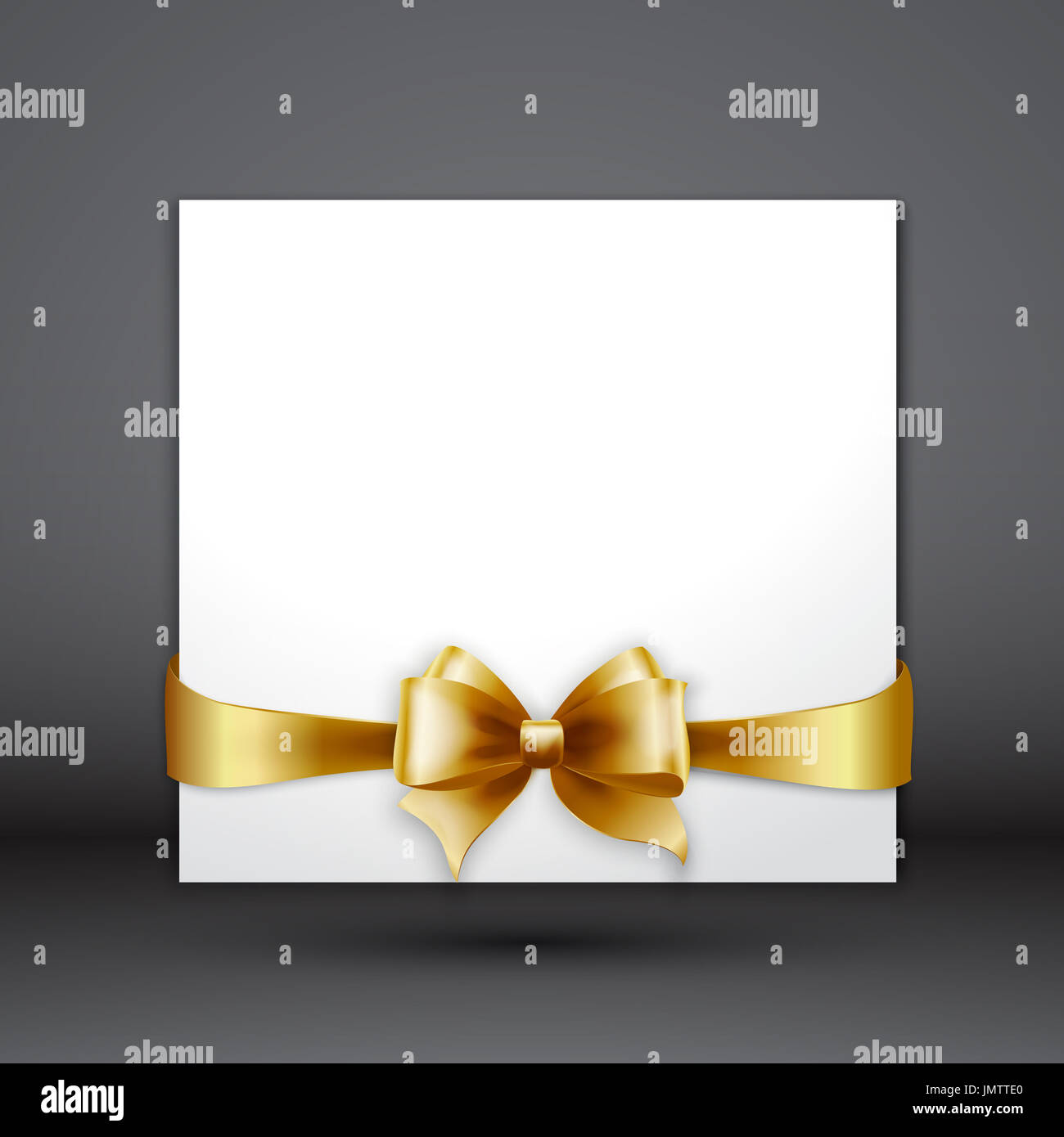 Vector Invitation card with Gold holiday ribbon and bow Stock Photo - Alamy