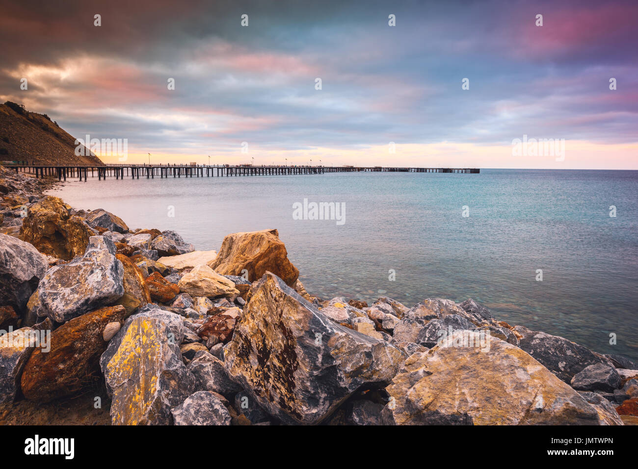 Rapid bay jetty at sunset, Fleurieu Peninsula, South Australia Stock ...