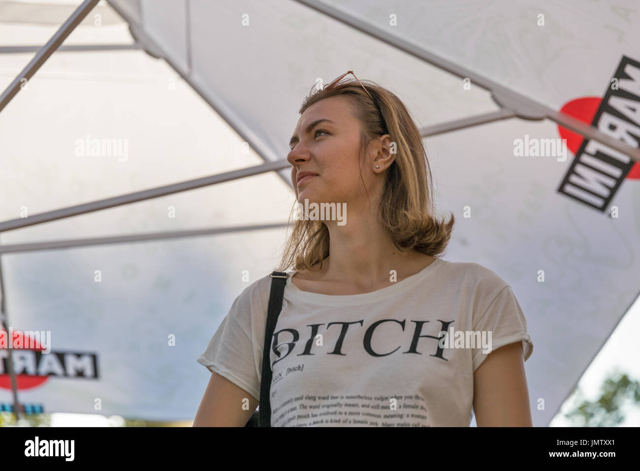 KIEV, UKRAINE - JUNE 29, 2017: Fans visit live music concert outdoors ...