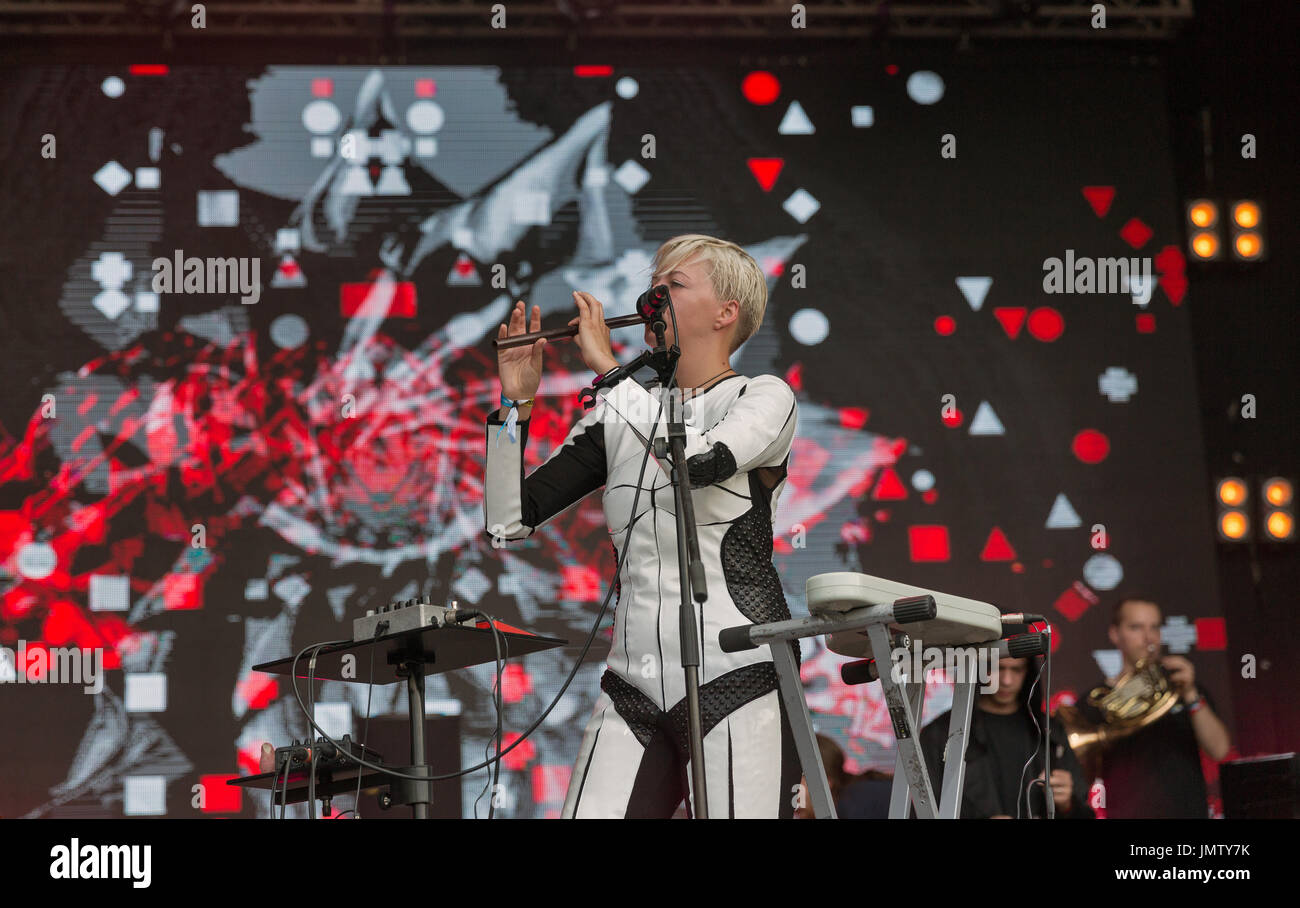 KIEV, UKRAINE - JUNE 29, 2017: Popular Ukrainian experimental electro folk band ONUKA and its ...