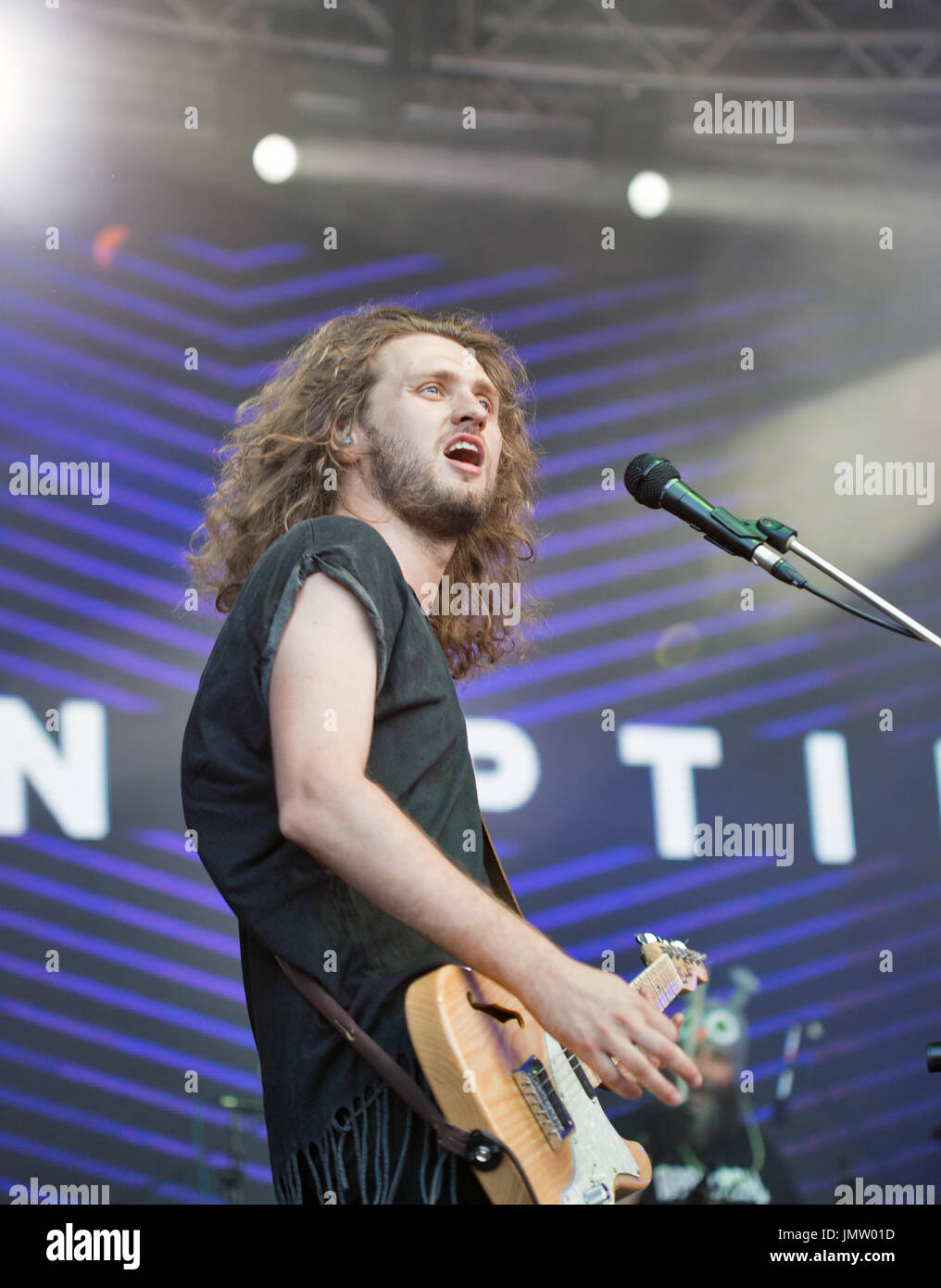 KIEV, UKRAINE - JULY 02, 2017: Rock band Sinoptik, winner Global Battle of the Bands 2016, and ...