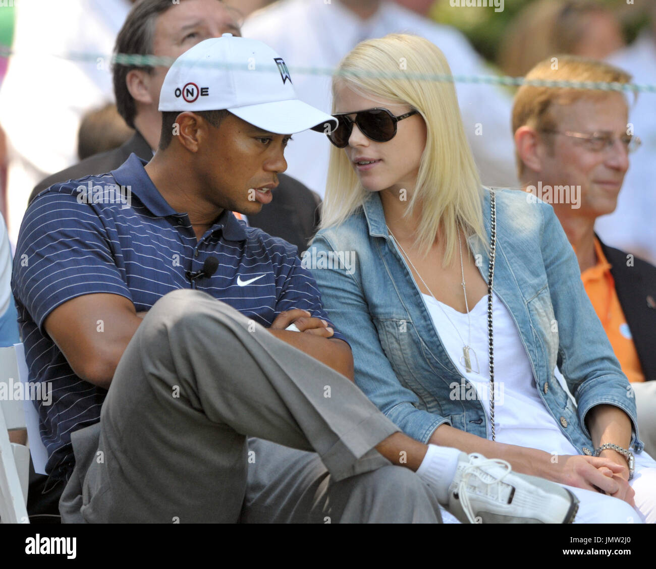 Bethesda, MD - July 1, 2009 -- Tiger Woods, left, and his wife, Elin ...
