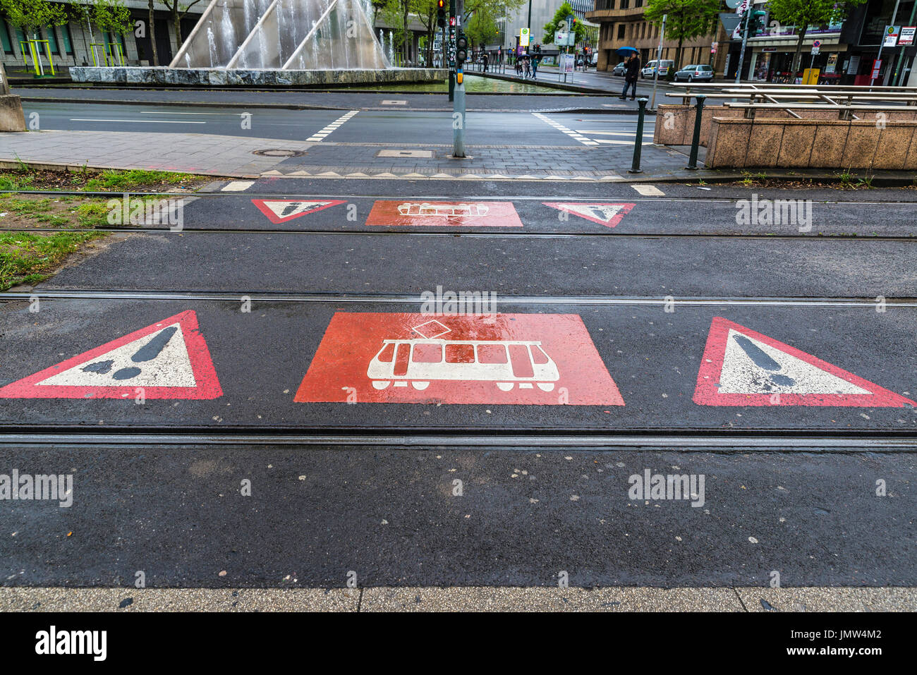Tramway warning sign hi-res stock photography and images - Alamy
