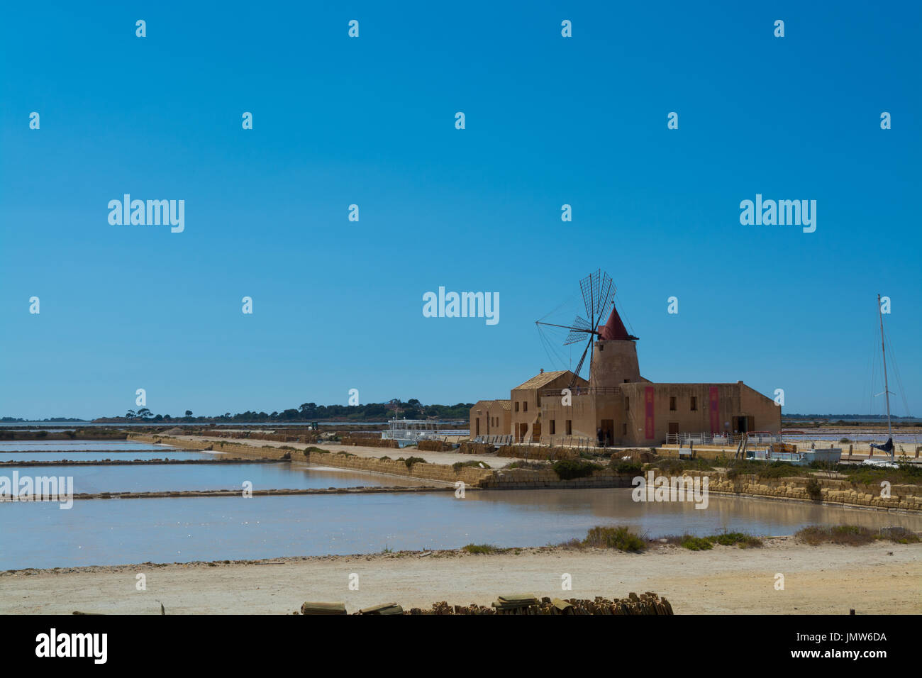 Sea salt production , salt wind mills are seen in suburbs of Marsala ...