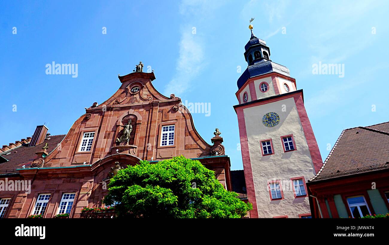 Stadtverwaltung Ettlingen or City Government office and clock tower in ...