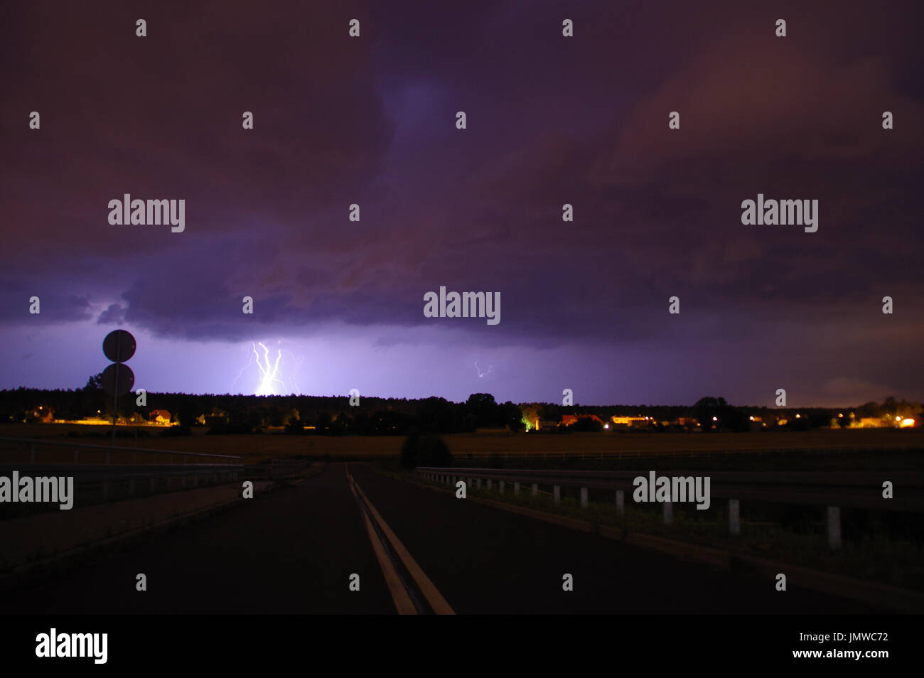 Lightning on heavy and dark clouds. Storm sky Stock Photo - Alamy