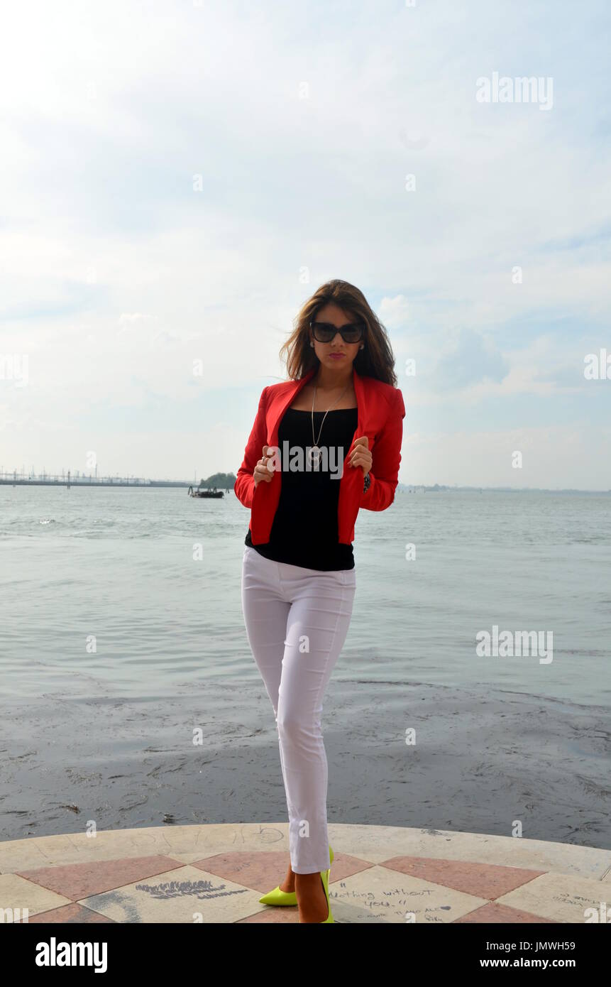 Girl red jacket hi-res stock photography and images - Alamy