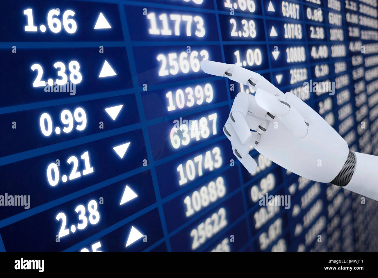Robot hand touching interactive stock market screen Stock Photo - Alamy