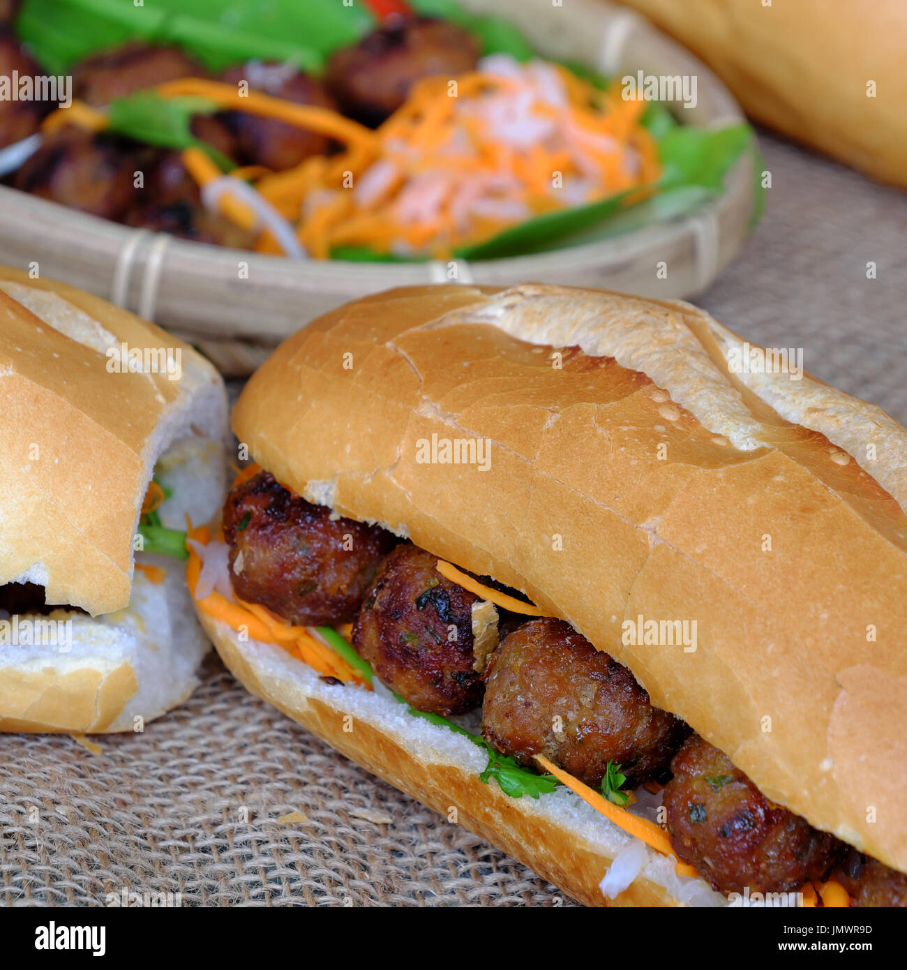 Vietnamese street food, banh mi thit nuong or Vietnam bread from ...