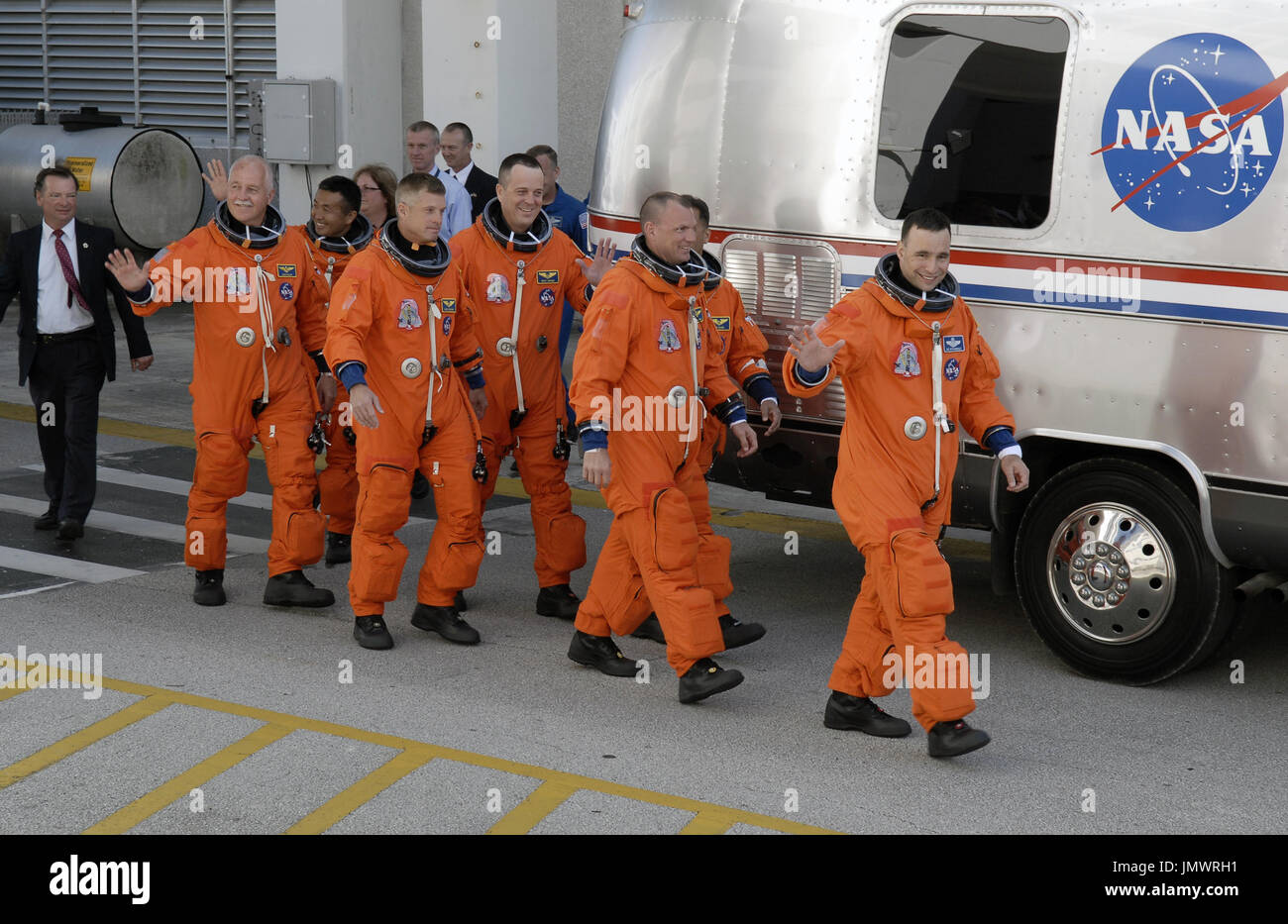Cape Canaveral, FL - March 15, 2009 - The STS-119 crew members head for ...