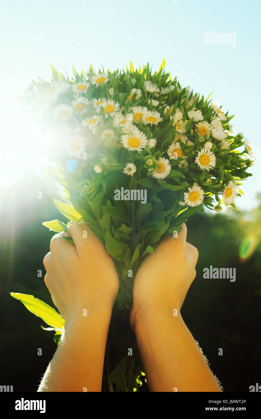 Flowers in girls hands hi-res stock photography and images - Alamy
