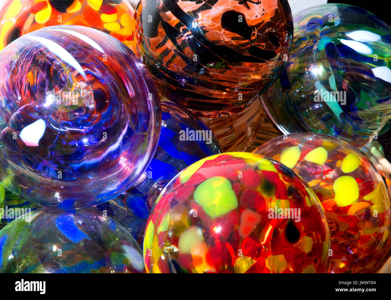 Blown glass floats, Oregon Stock Photo - Alamy