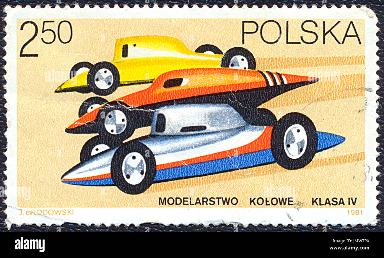Poland - 1981: Postage stamp printed in Poland shows the car modeling ...