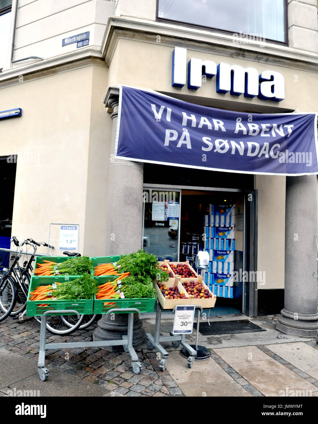 Copenhagen, Denmark - August 10, 2009 -- Corner market on Osterbrogade ...