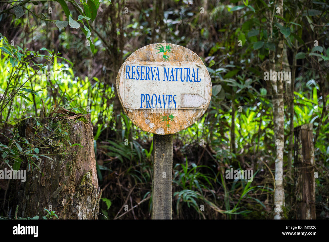 Sign of ProAves Natural Reserve. Colombia, South America Stock Photo ...