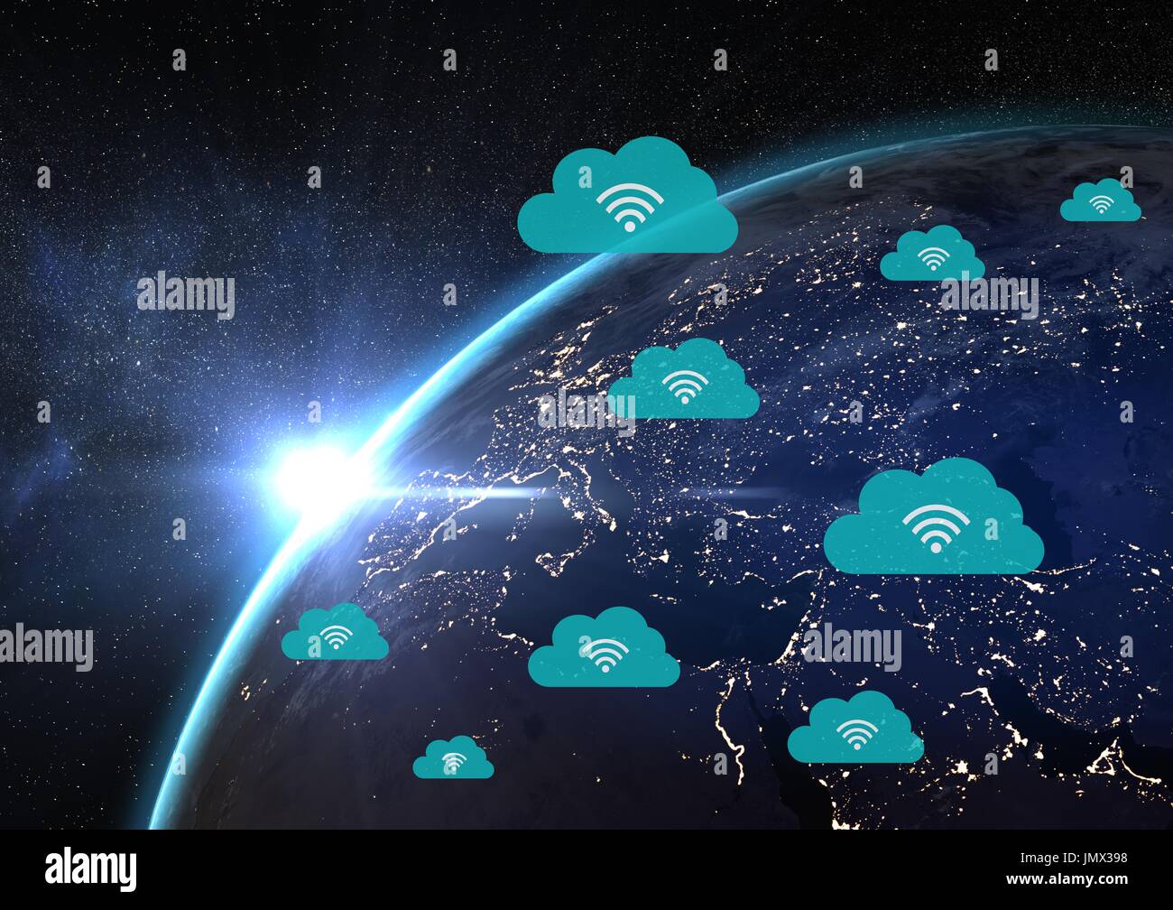 Wifi symbol planet earth hi-res stock photography and images - Alamy